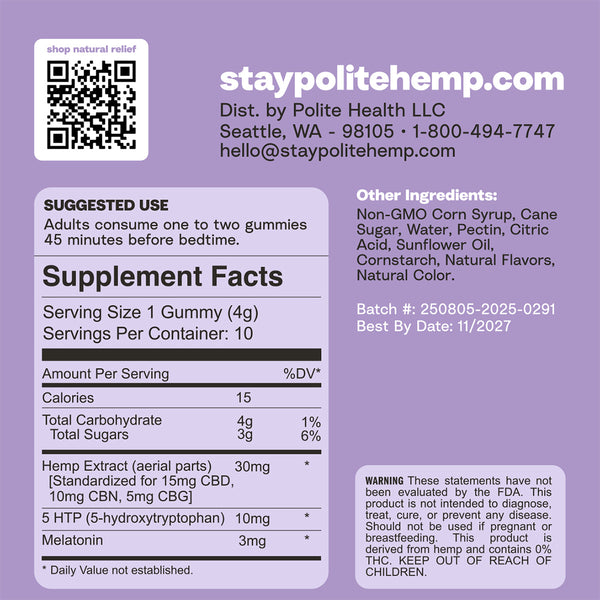 Good Nite Gummies 10-Pack | Enhance Sleep Naturally with CBD - Polite Hemp